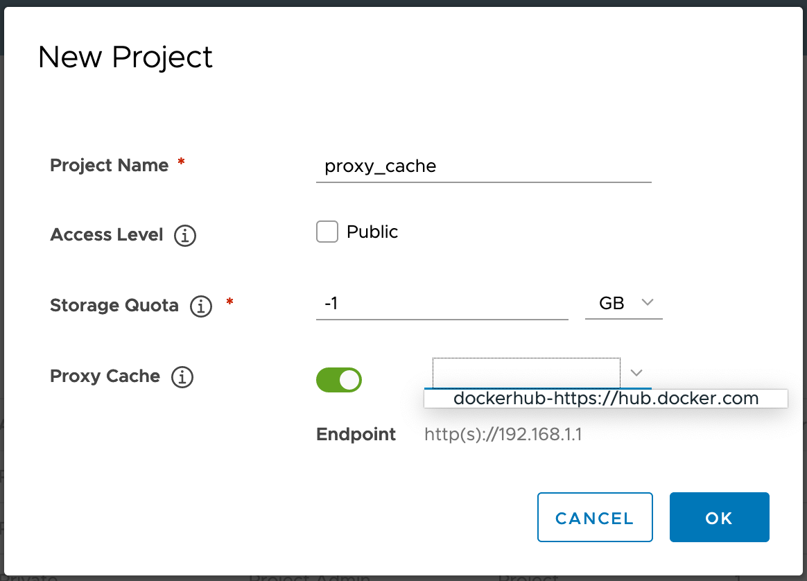 Harbor Docs Configure Proxy Cache