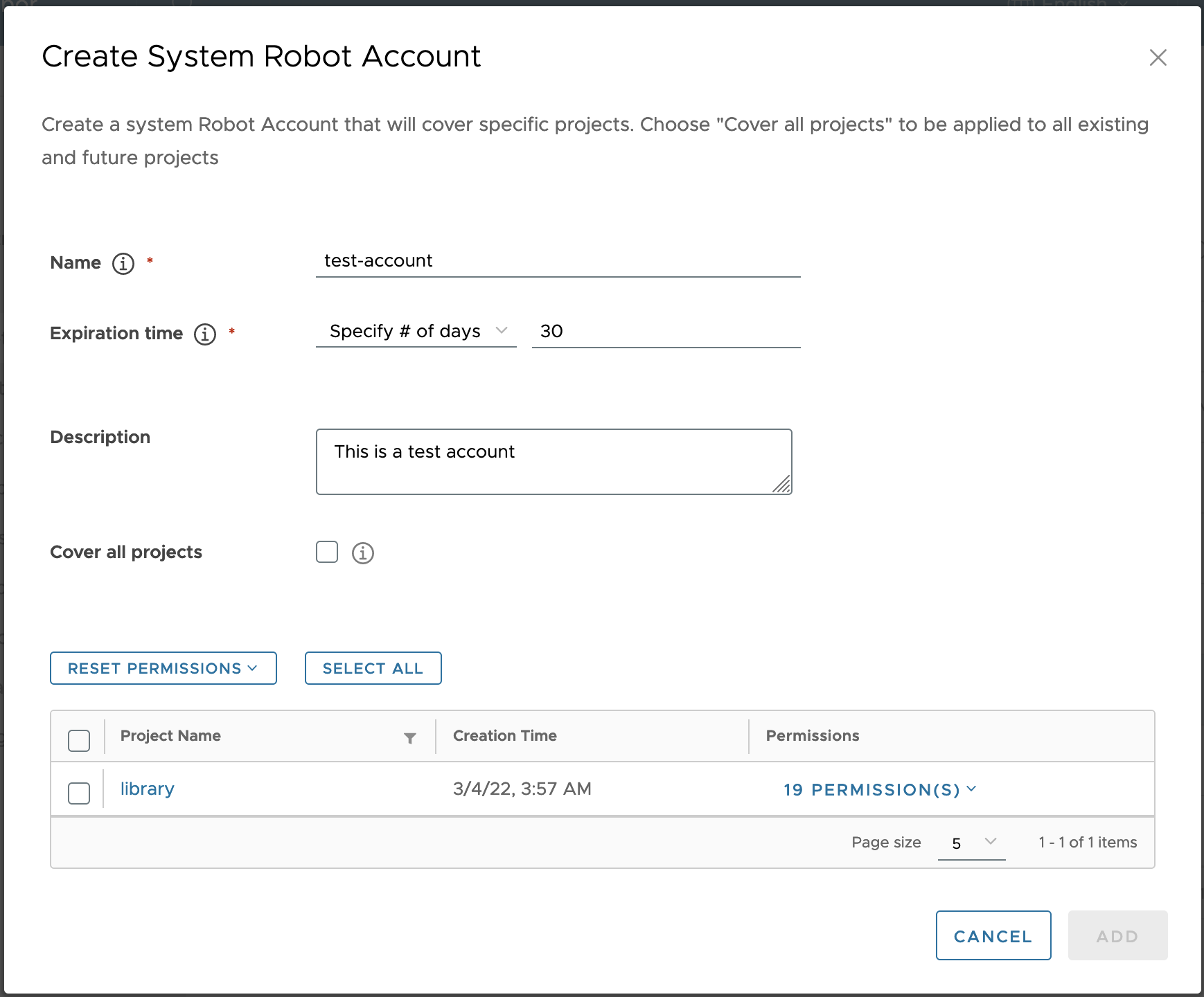 Harbor docs | Create System Robot Accounts